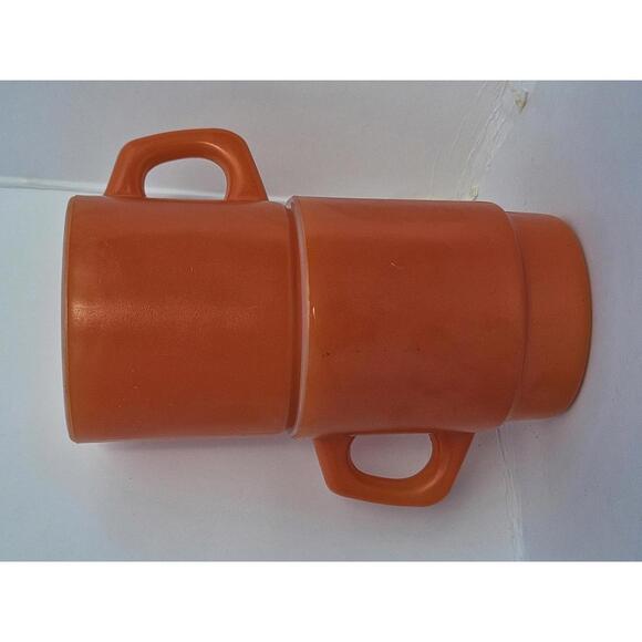 Fire King | Dining | Set Of 2 Vintage Orange Fireking Stackable Mugs In ...